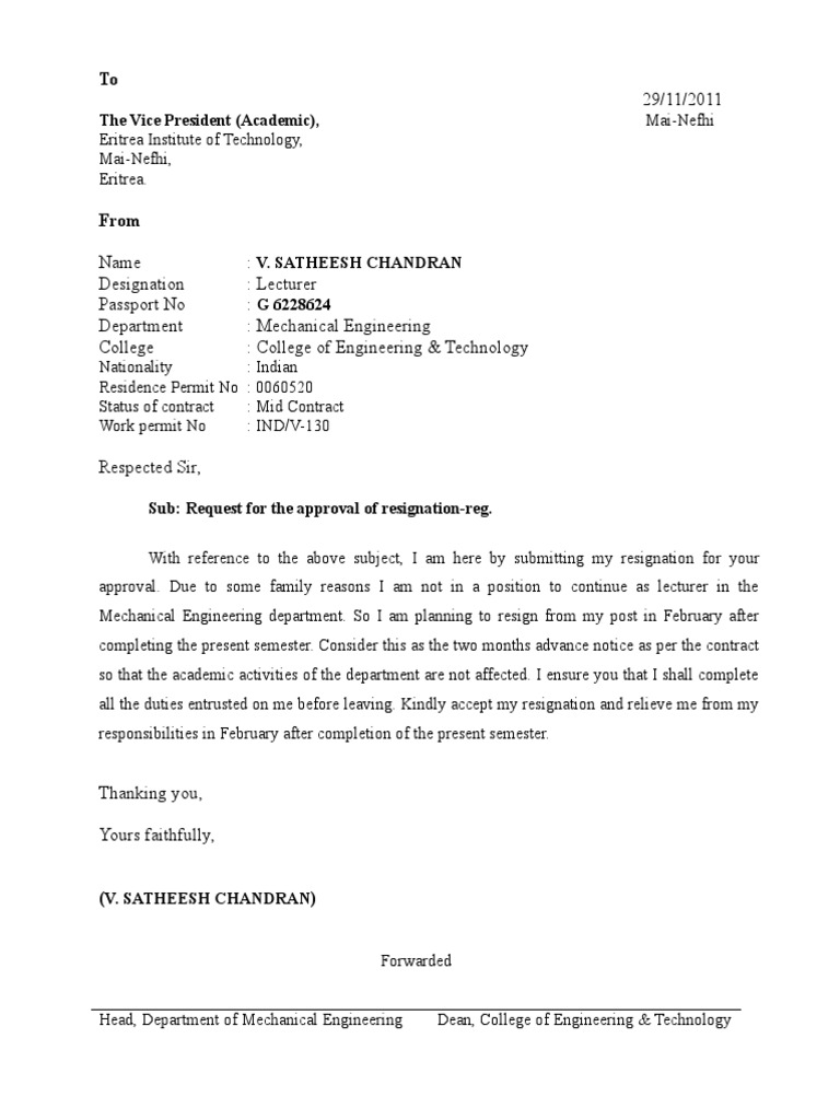 Approval of Resignation | PDF