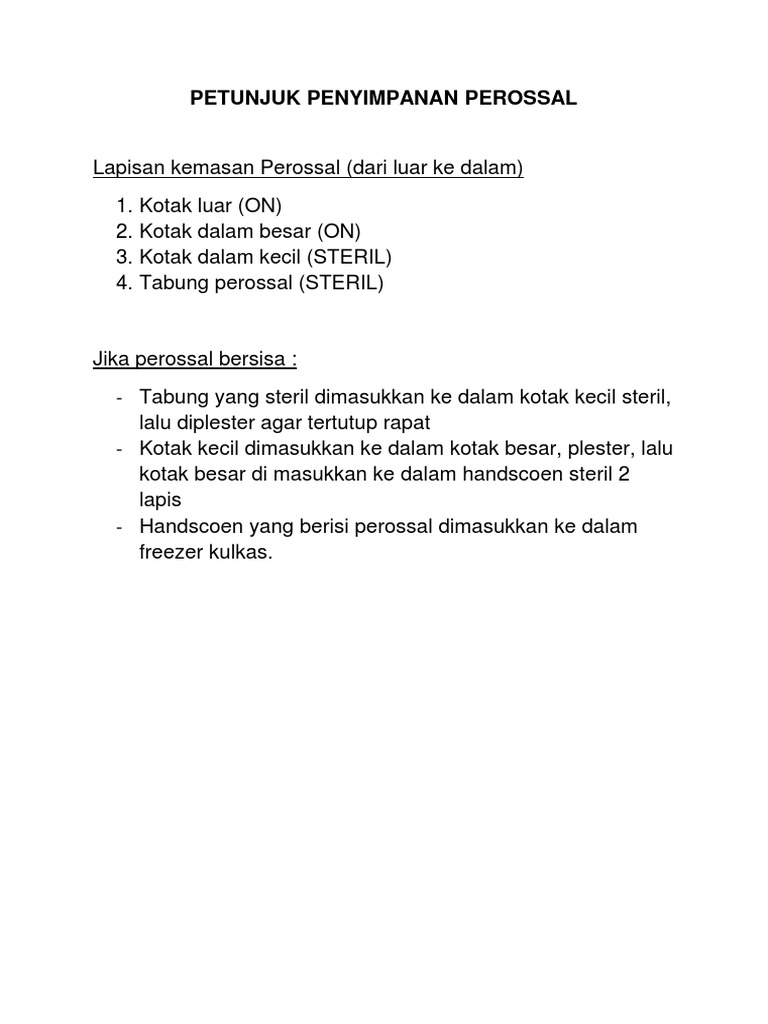 Cara Menyimpan Perossal Secara Benar | PDF