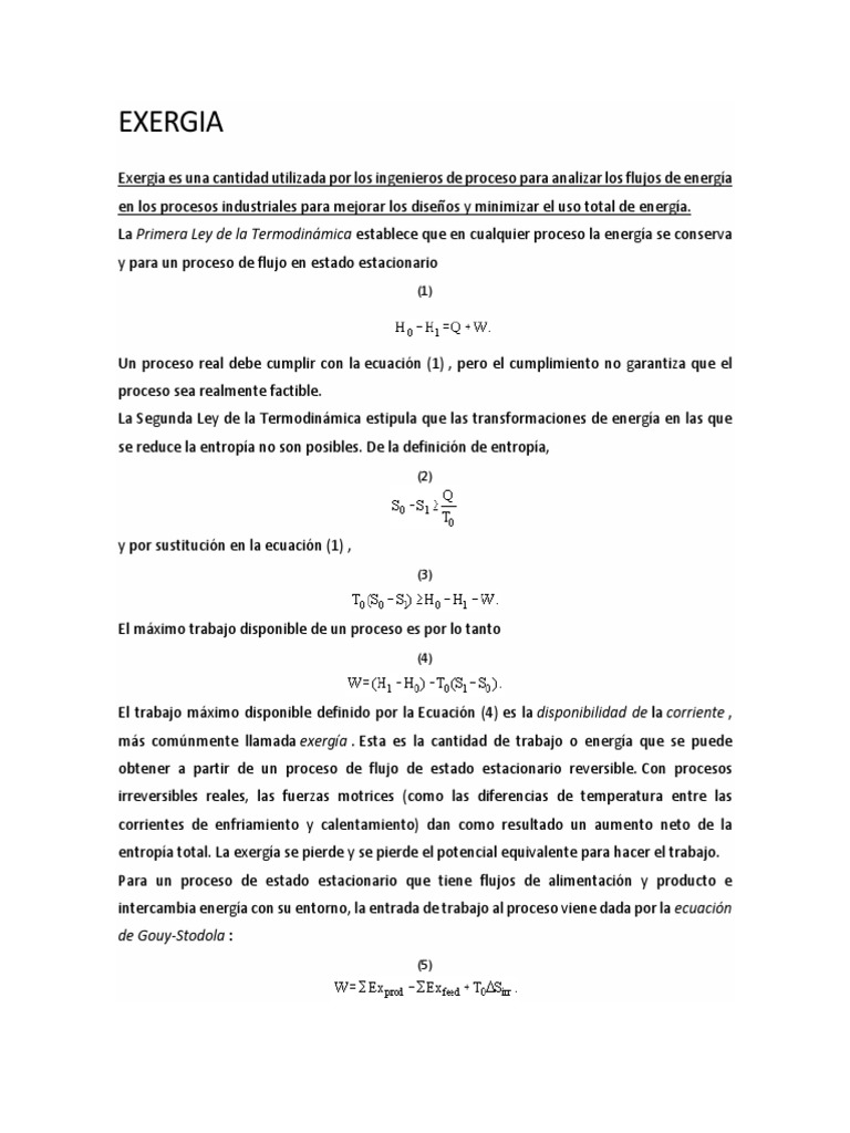 Que Es Exergia 3 | PDF | Ejercicio | Entropía