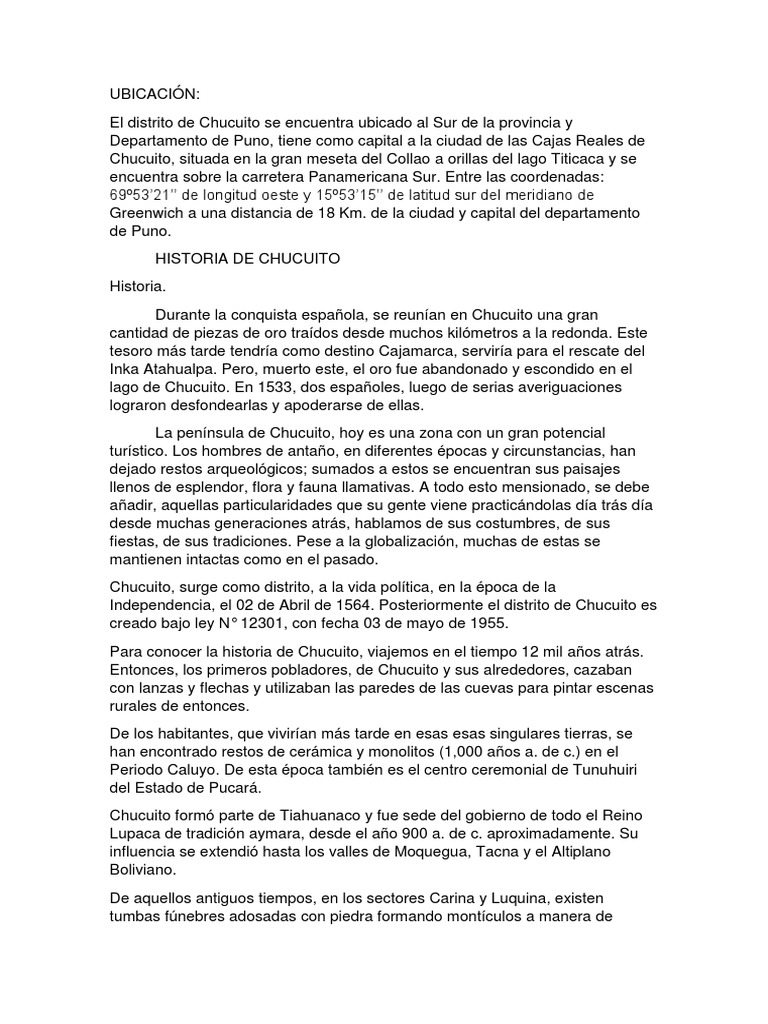 Historia de Chucuito | PDF | Imperio Inca