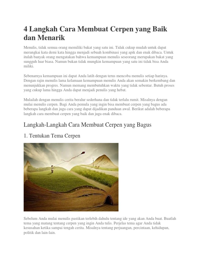 4 Langkah Cara Membuat Cerpen Yang Baik Dan Menarik | PDF