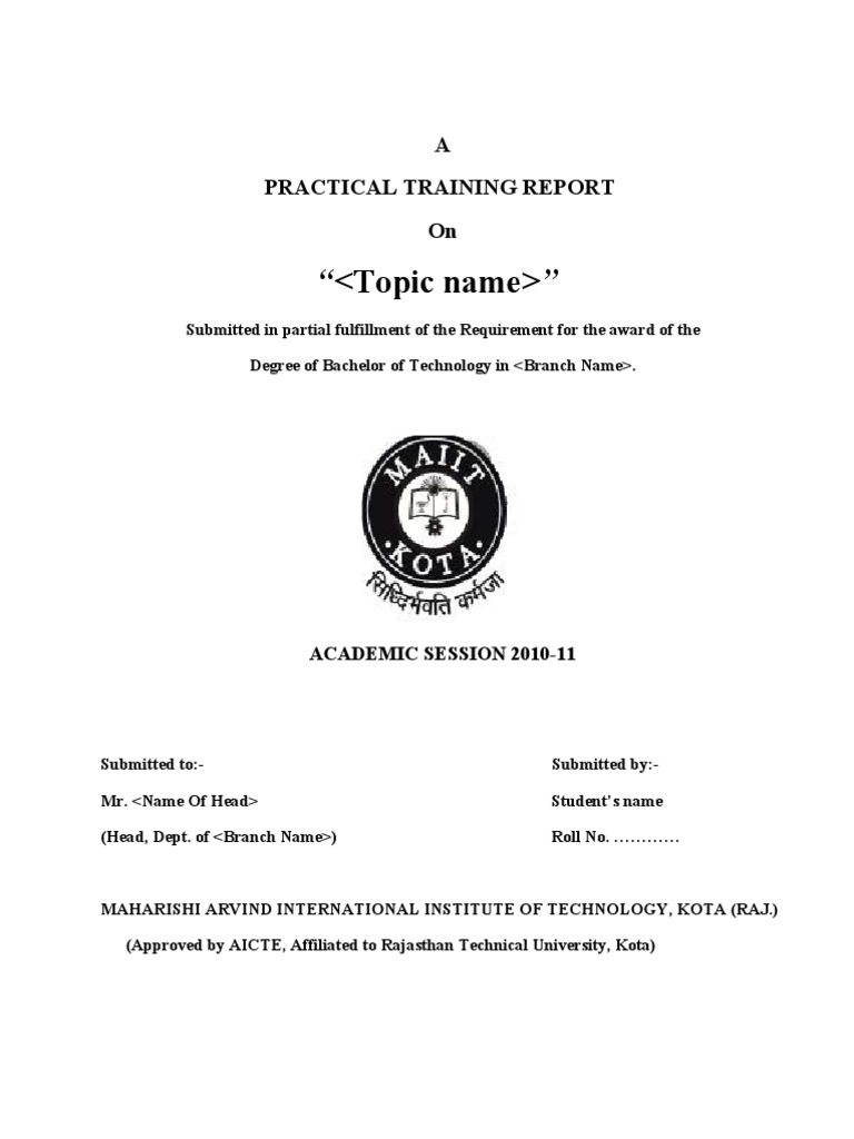 A Practical Training Report On | PDF