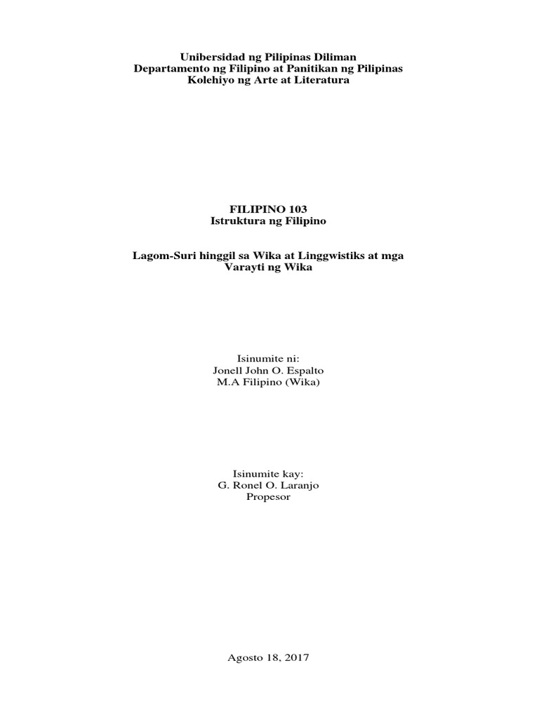 Fil 104 Lagom Suri Blg. 2 | PDF