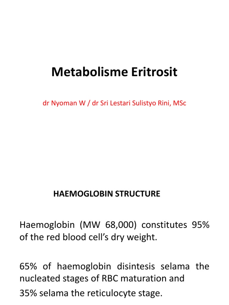 Metabolisme Eritrosit | PDF | Red Blood Cell | Glycolysis