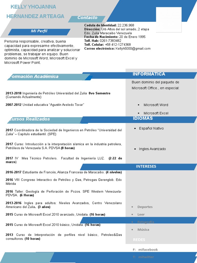 Plantilla Curriculum Vitae 6 | PDF | Venezuela | Petróleo