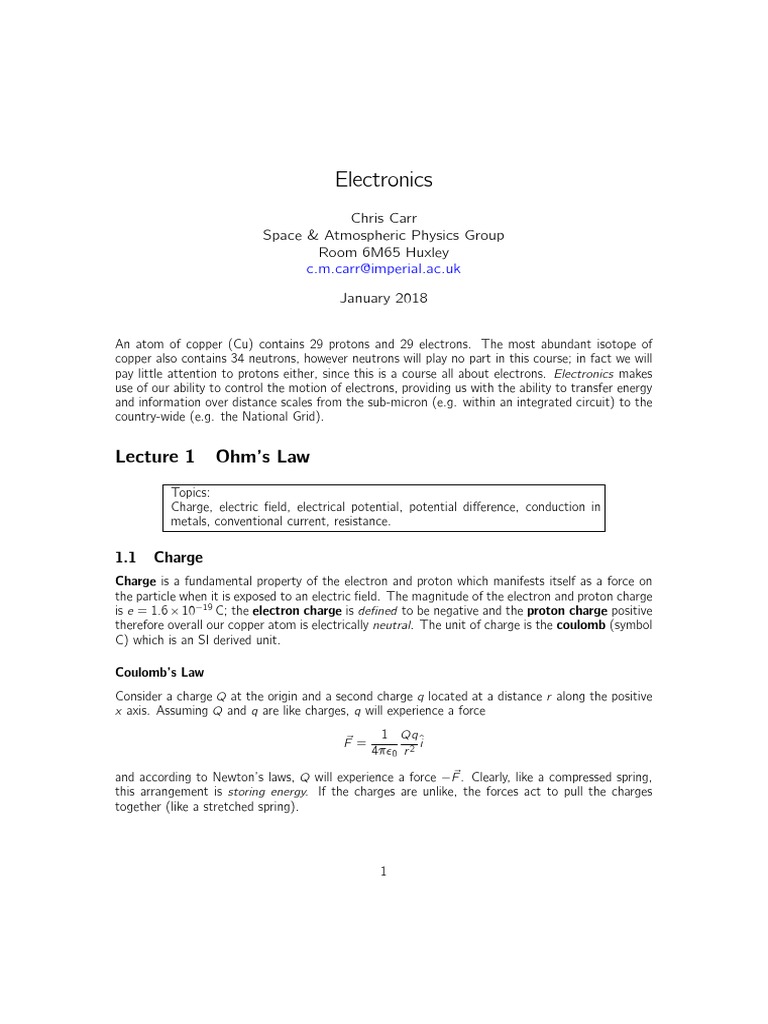 Basic Electronics Notes | PDF | Electric Current | Voltage