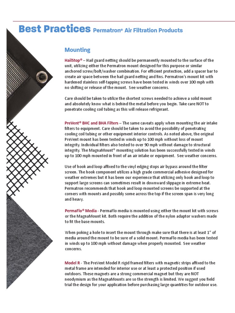 Best Practices: Permatron Air Filtration Products | PDF | Filtration ...
