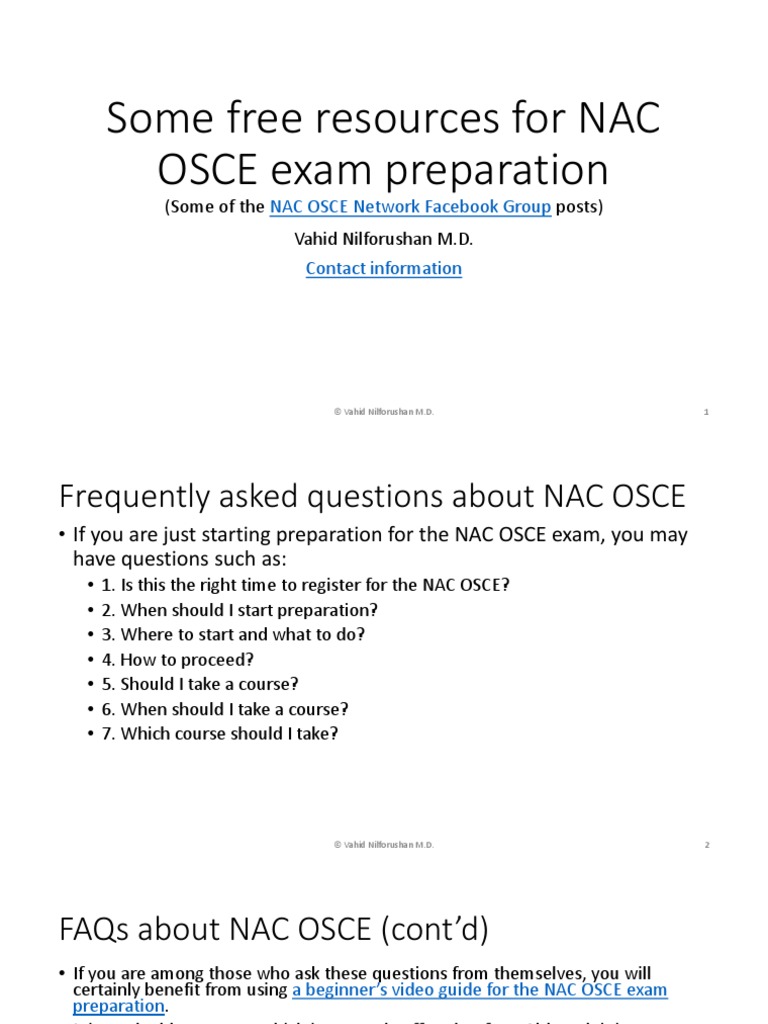 Some Free Resources For NAC OSCE Preparation April 2018 | PDF ...
