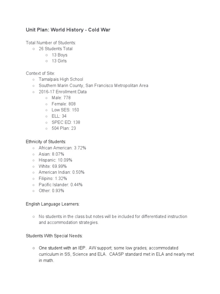 Unit Plan - Cold War | Download Free PDF | Cold War | Learning