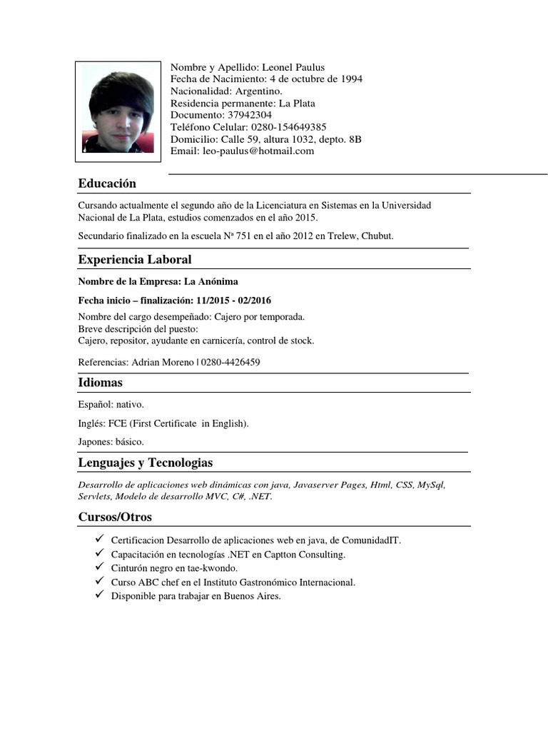 Curriculum Vitae Leonel Paulus | PDF