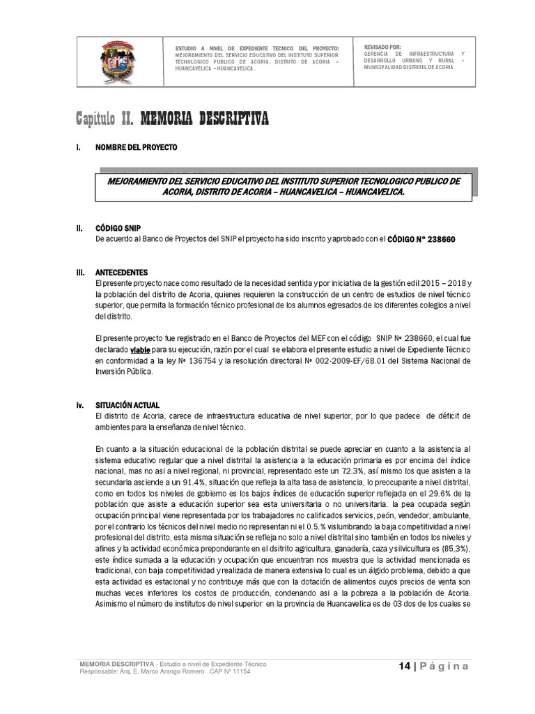 5 Memoria Descriptiva General - Istpa | PDF | Hormigón | Clima
