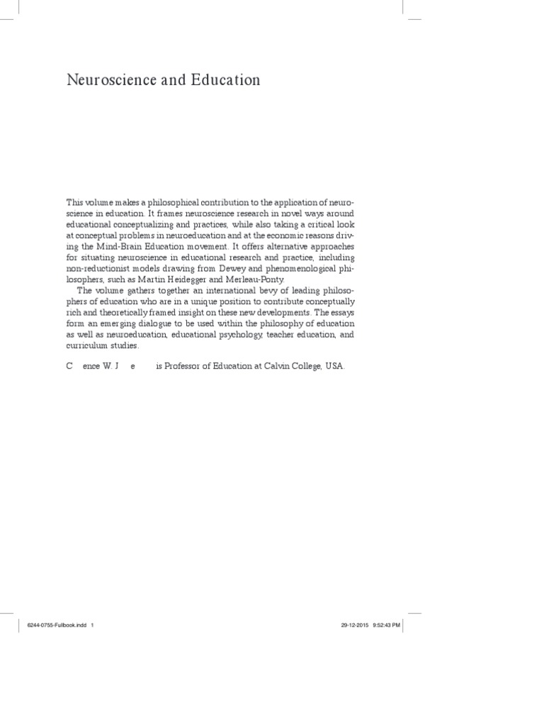 Neuroscience and Education A Philosophic PDF | PDF | Reductionism ...