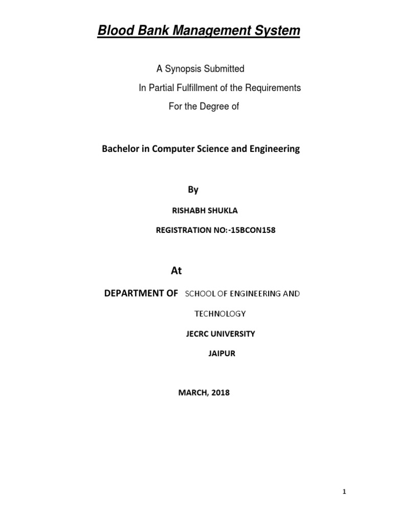 Blood Bank Management System SYNOPSIS | PDF | Model–View–Controller ...