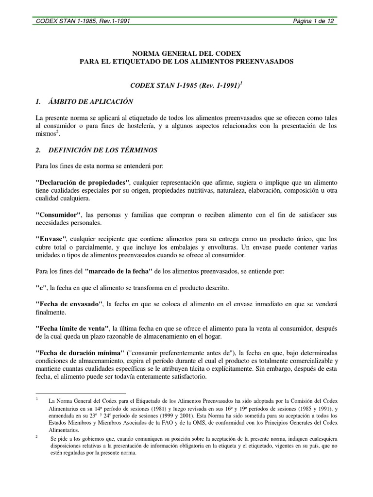 Etiquetado Codex Stan | PDF | Vino | Alimentos