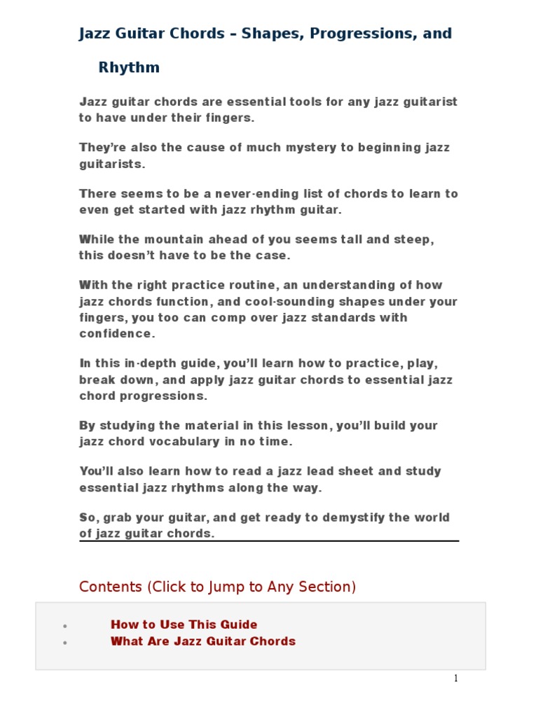 Jazz Guitar Study Guide | PDF | Jazz | Chord (Music)