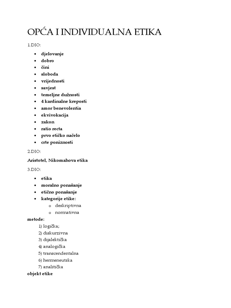 Etika - Skraćena Skripta | PDF