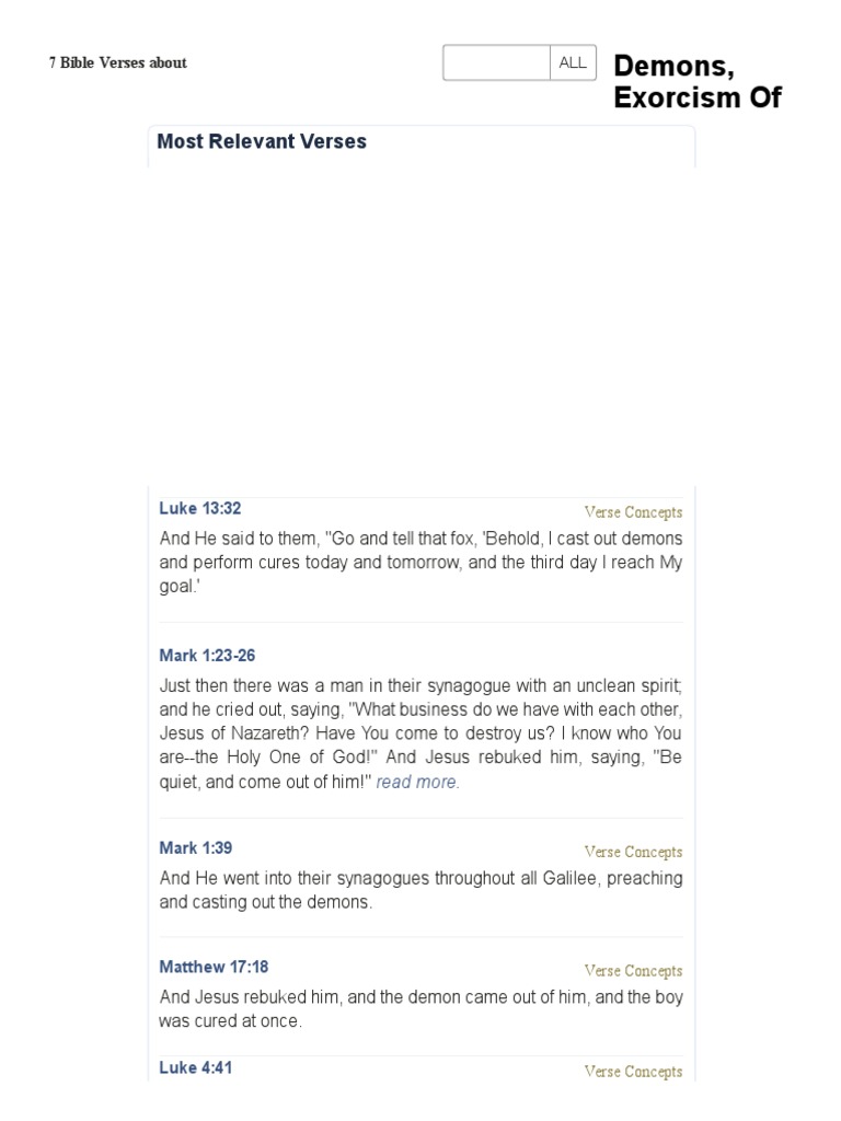 Verses About Demons, Exorcism of | PDF | Religion & Spirituality