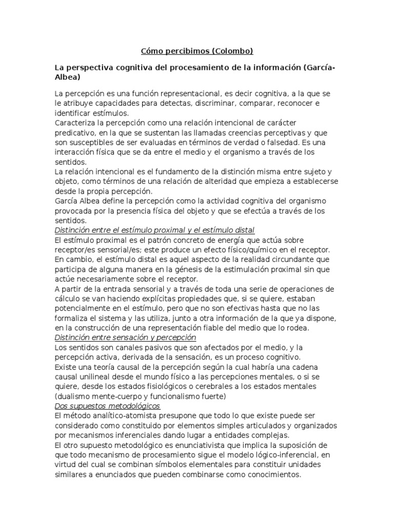 UNIDAD 3. Como Percibimos | PDF | Percepción | Procesos mentales