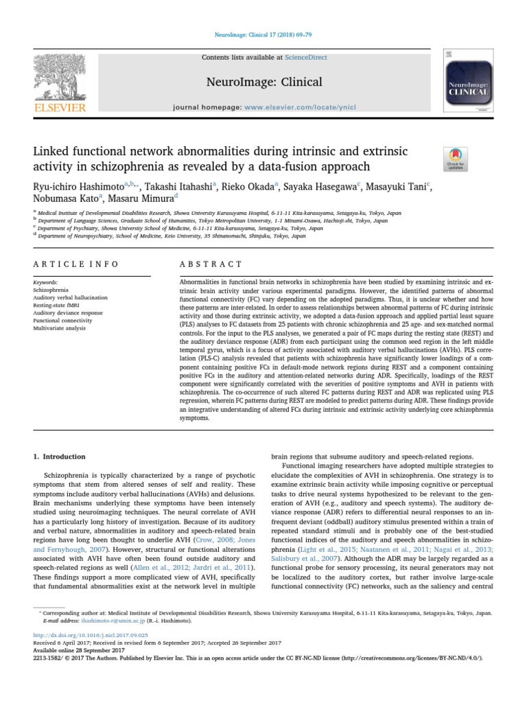 Neuroimage: Clinical | PDF | Covariance Matrix | Functional Magnetic Resonance Imaging