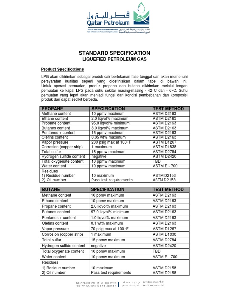 LPG Standard Specifications and Tests | PDF | Propane | Liquefied ...