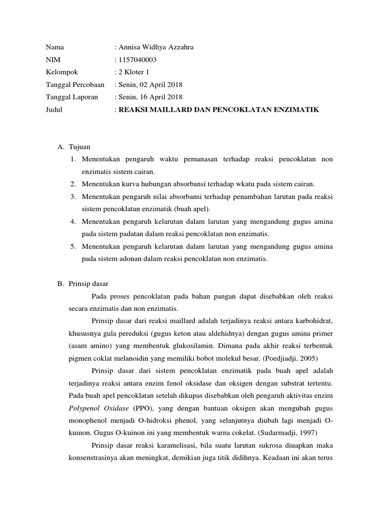REAKSI MAILLARD DAN PENCOKLATAN ENZIMATIK | PDF
