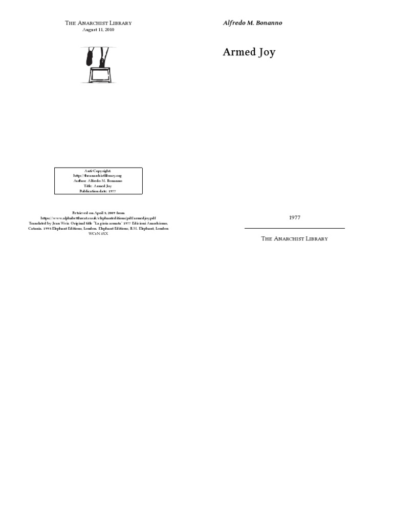 Armed Joy: Alfredo M. Bonanno | PDF | Consumerism | Reality