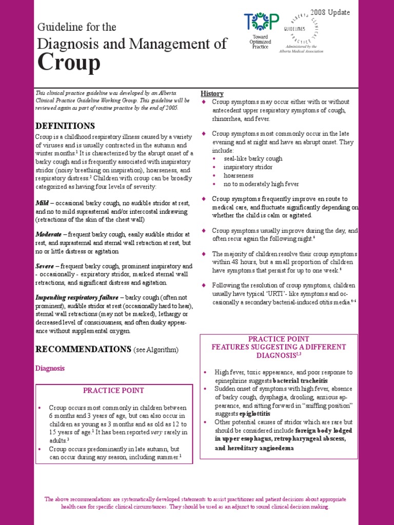 Croup Guideline | PDF | Clinical Medicine | Health Sciences