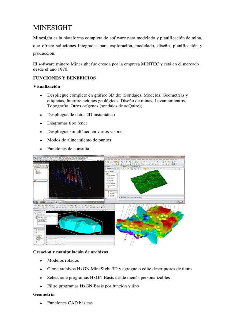 Trabajo de MINESIGHT | PDF | Programación de computadoras | Geología