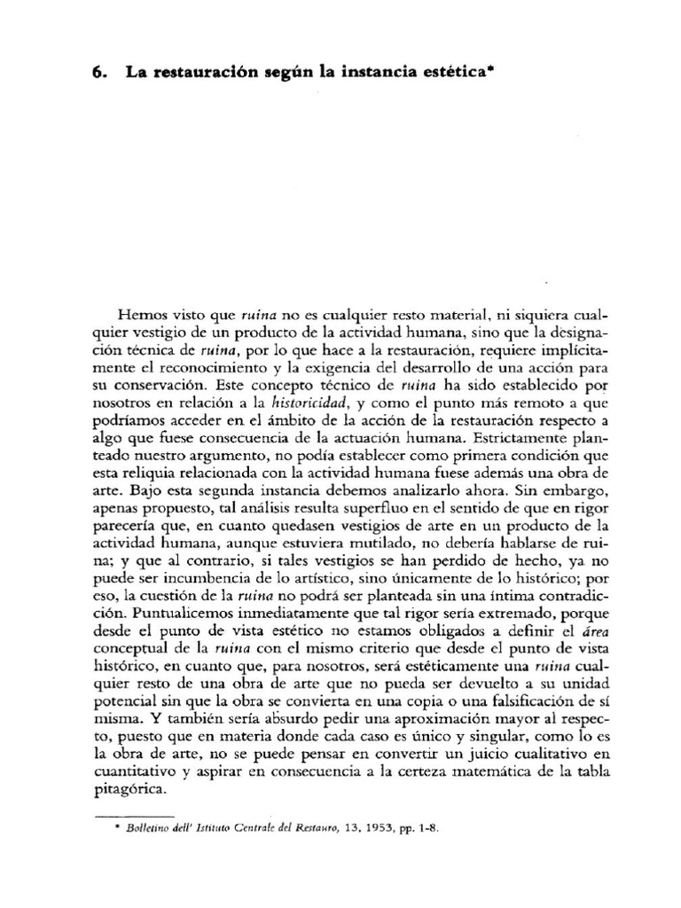 Teoría de La Restauración de Cesare Brandi - Restauración Desde La ...
