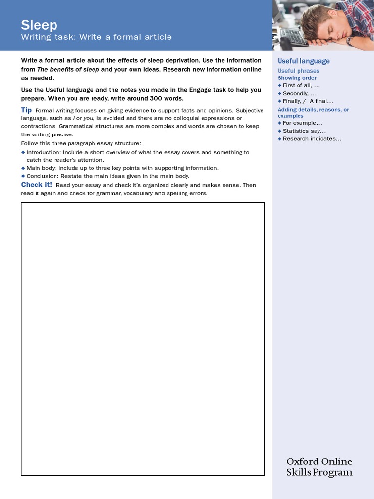 Sleep: Writing Task: Write A Formal Article | PDF