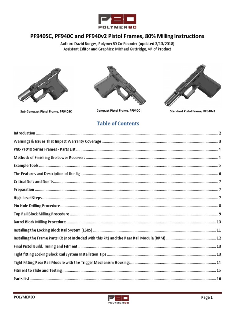 Polymer80 PF-Series Pistol Frame Kit - Instructions - April 2018 | PDF ...