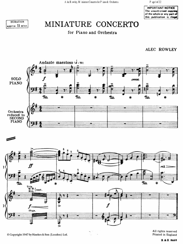 Miniature Concerto For Piano & Orchestra | PDF