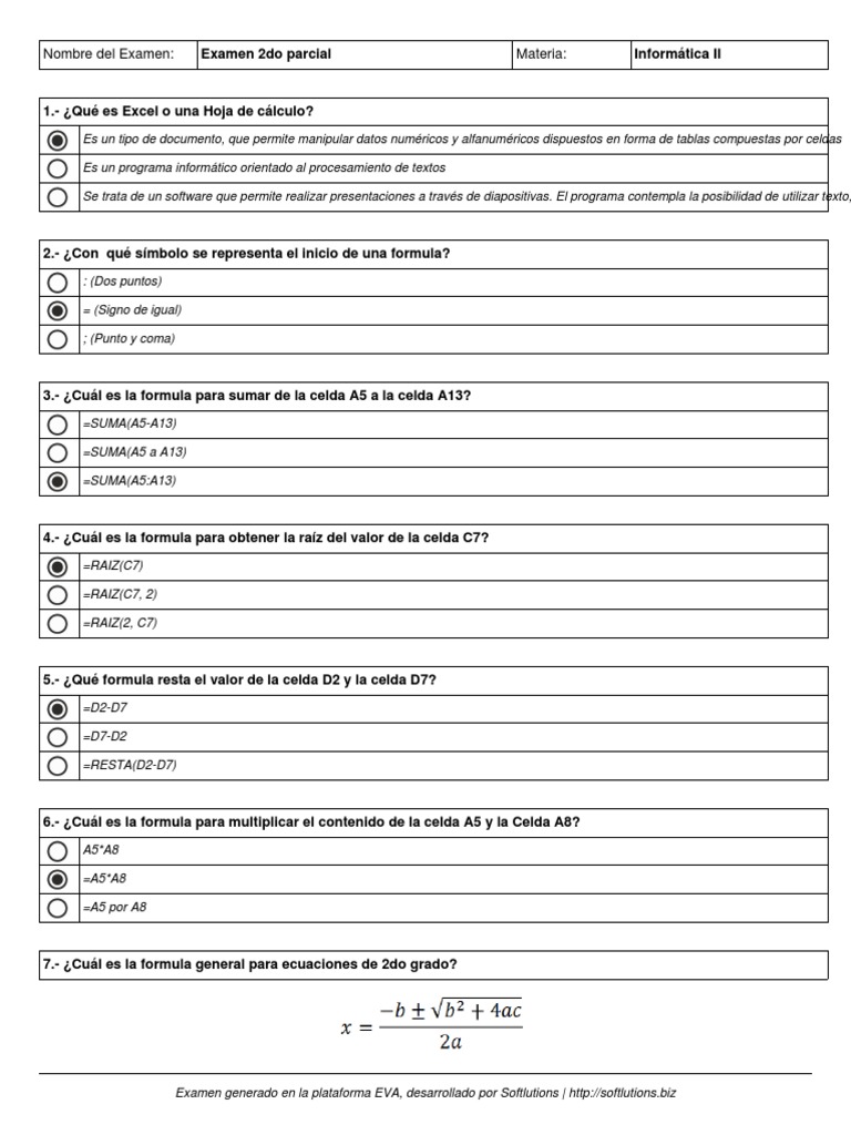 Examen 2do Parcial Informatica II, Nivel Medio Superior | PDF