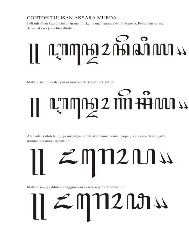 Contoh Tulisan Aksara Murda | PDF | Seni & Disiplin Bahasa