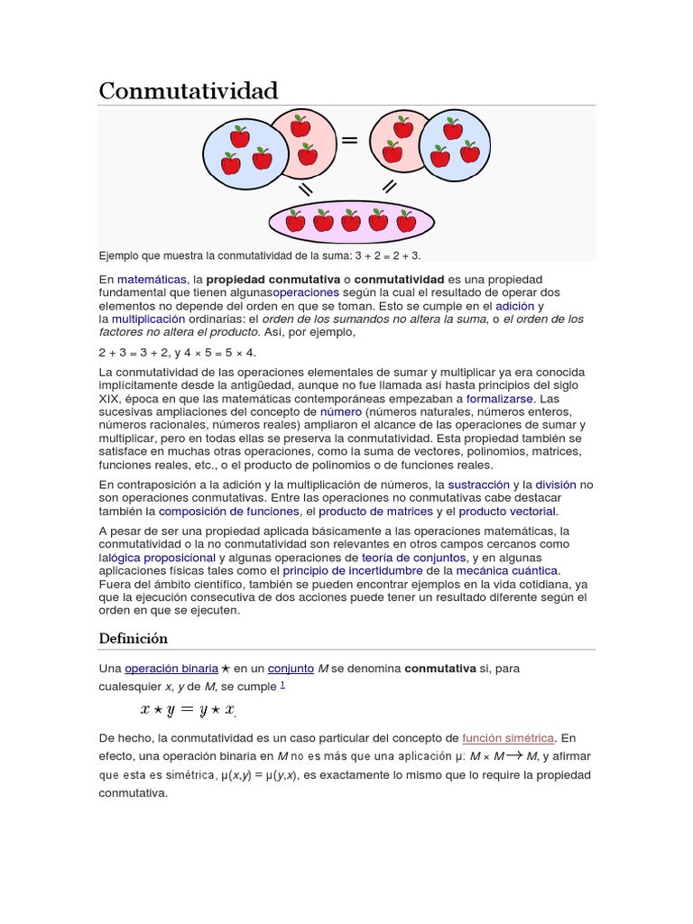 Conmutatividad | PDF | Grupo (Matemáticas) | Campo (Matemáticas)