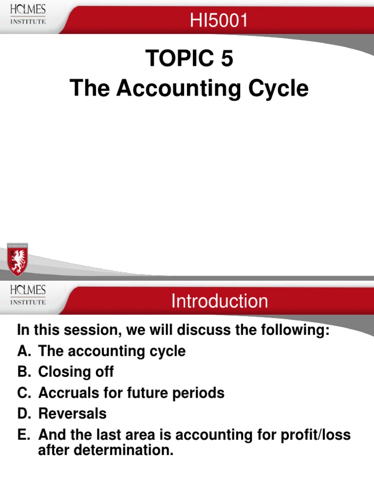 Topic 5 The Accounting Cycle | PDF | Retained Earnings | Income Statement