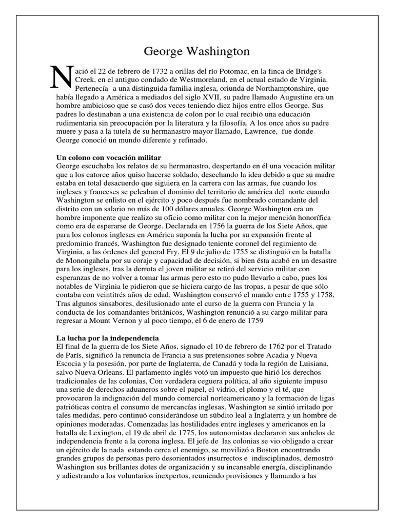 George Washington | PDF | George Washington | Los Estados Unidos