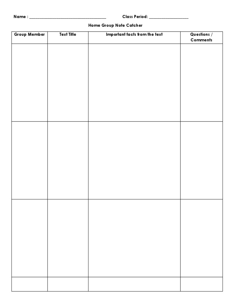 Home Group Note Catcher | PDF
