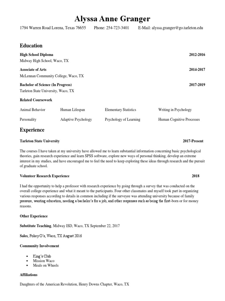 Alyssa Anne Granger: Education | PDF