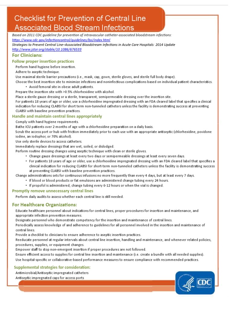 CLABSI Checklist | PDF | Medicine | Health Care