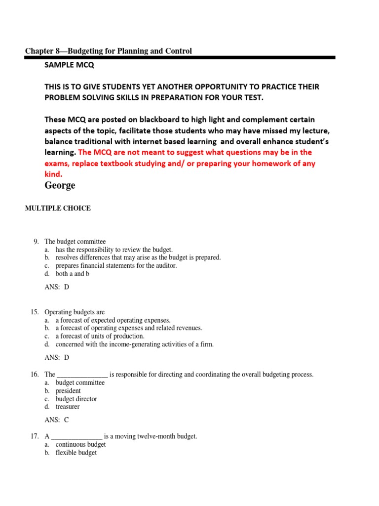 Chapter 8 Budgeting | PDF | Inventory Valuation | Cost Of Goods Sold
