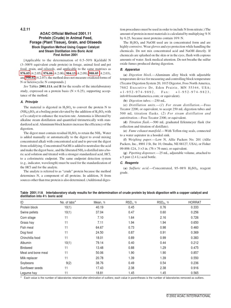 Aoac | PDF | Nitrogen | Sodium Hydroxide