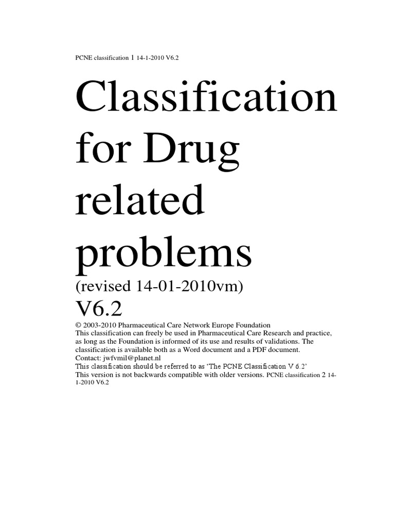 Classification For Drug Related Problems: (Revised 14-01-2010vm) | PDF ...
