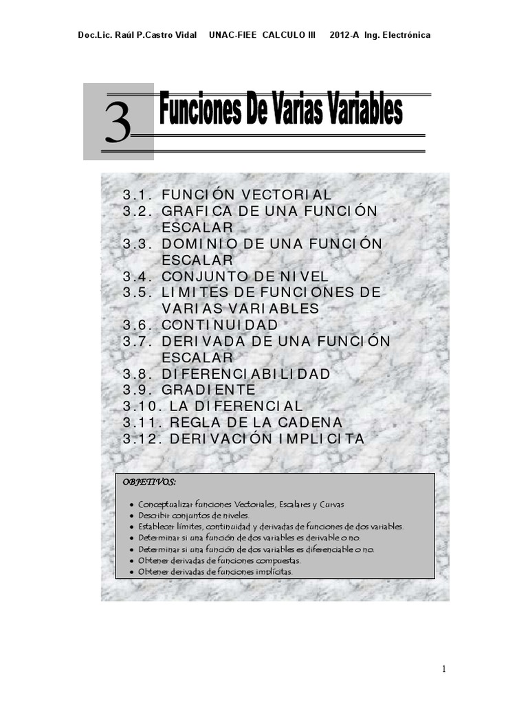 Funcion de Varias Variables | PDF | Función (Matemáticas) | Derivado