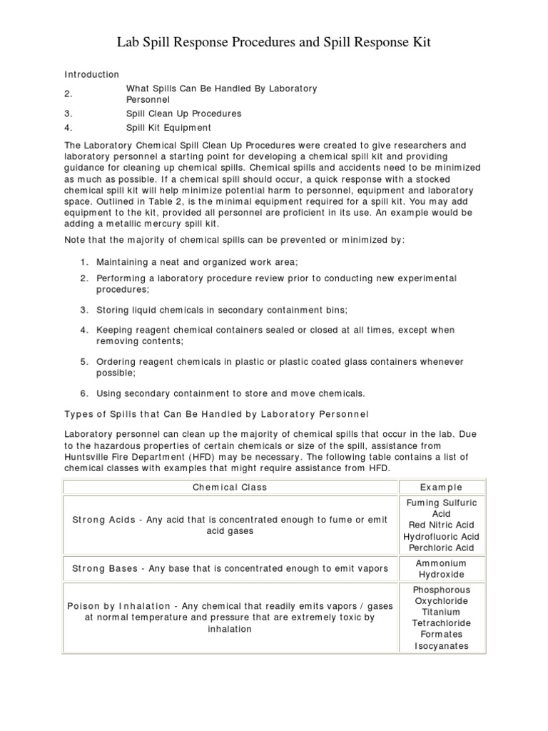 Lab Spill Response | PDF | Laboratories | Mercury (Element)
