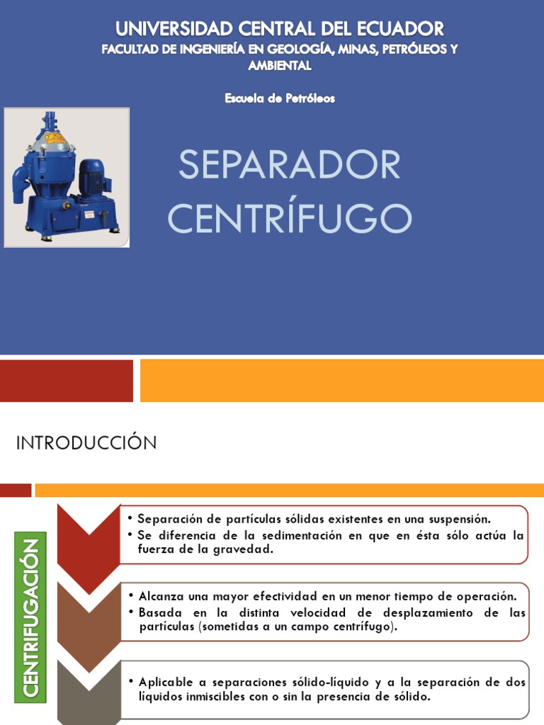 Separador Centrífugo | PDF | Movimiento (física) | Suspensión (Química)