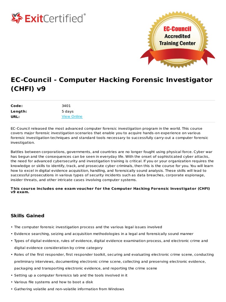 Computer Hacking Forensic Investigator Chfi v9 | PDF | Computer Forensics | Crime Scene
