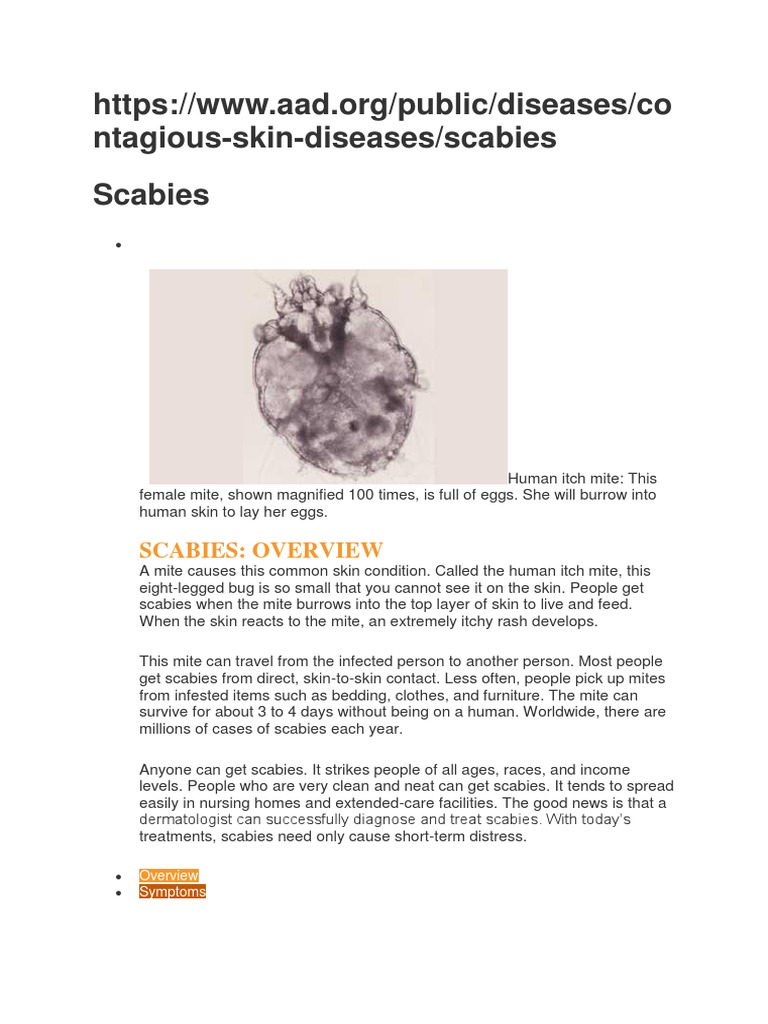 Ntagious-Skin-Diseases/scabies Scabies | PDF | Medical Specialties ...