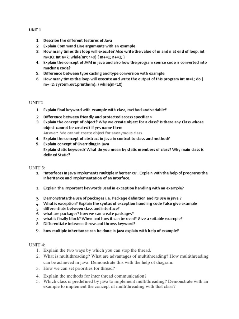 Unit2: Answer: We Cannot Create Object For Anonymous Class | PDF ...