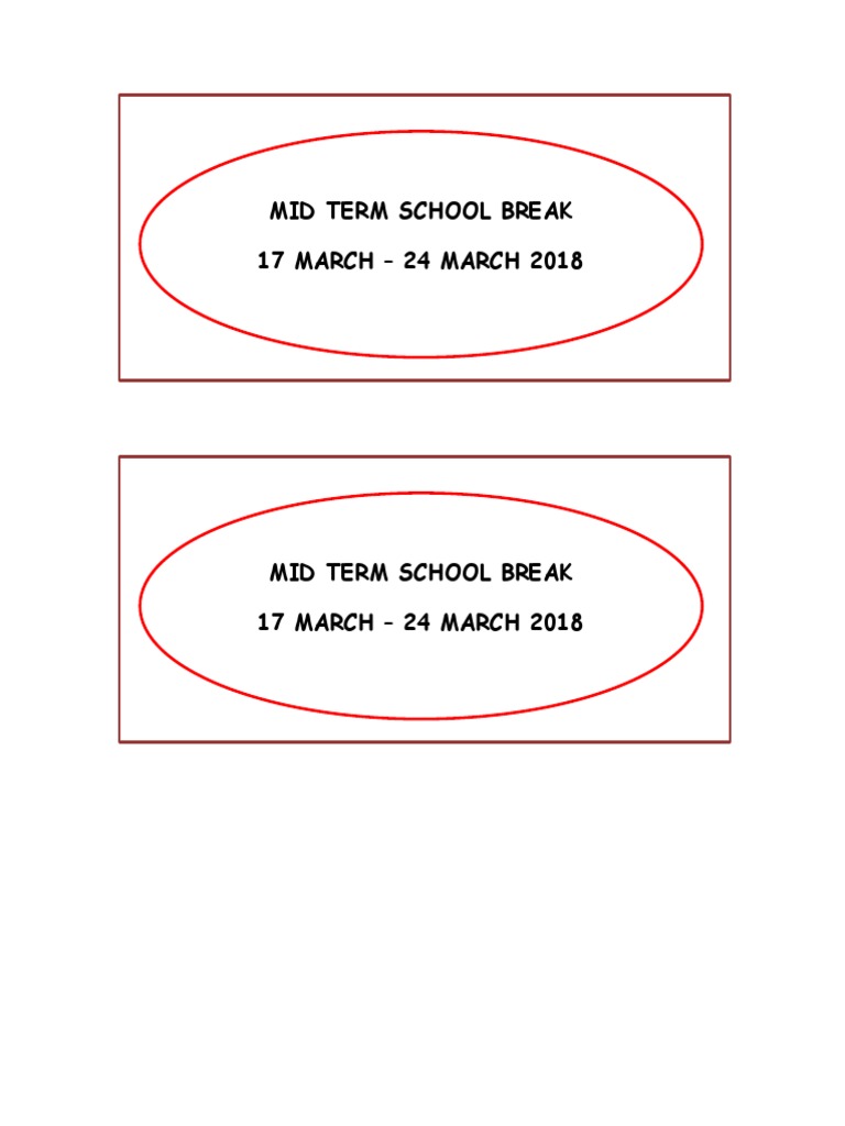 Mid Term School Break Dates 2018 | PDF